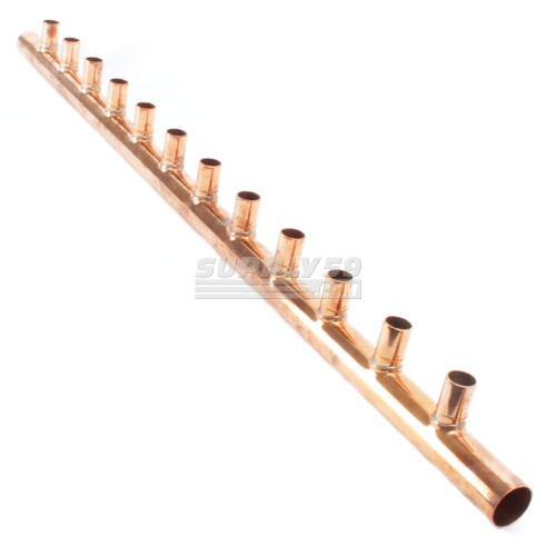 1-1/4″ Sweat Trunk Copper Manifold With 12 Port 3/4″ Sweat Branches ...